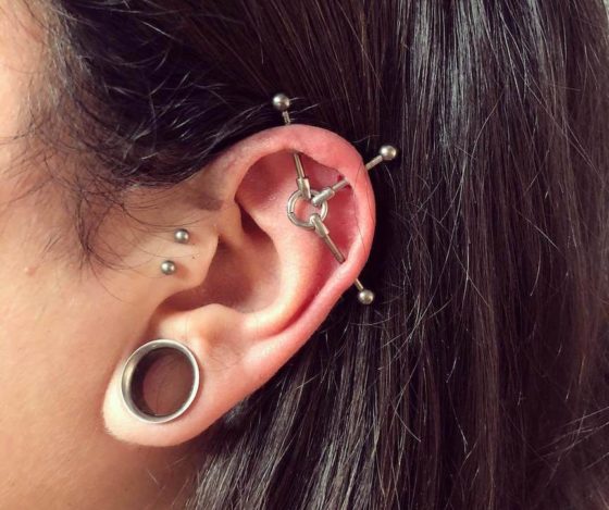Industrial Piercing [55 Ideas]: Pain Level, Healing Time, Cost ...
